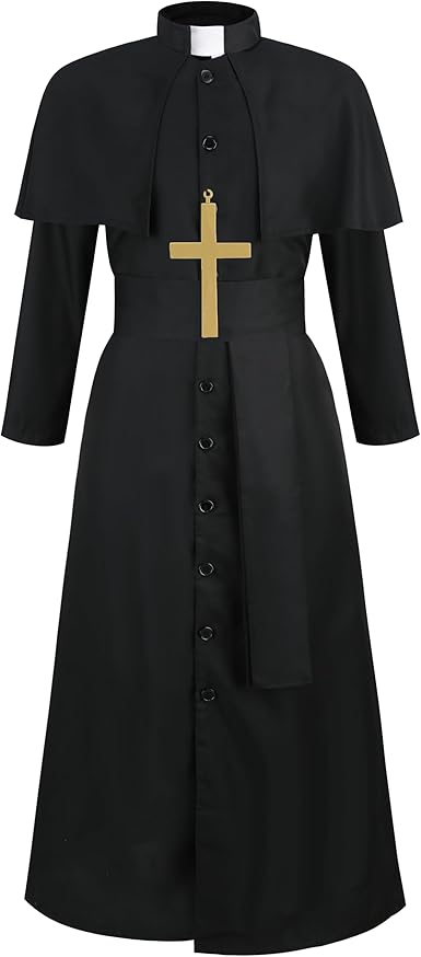 Amazon.com: Colorful House Clergy Robe Adult Black Priest Costume Monk ...