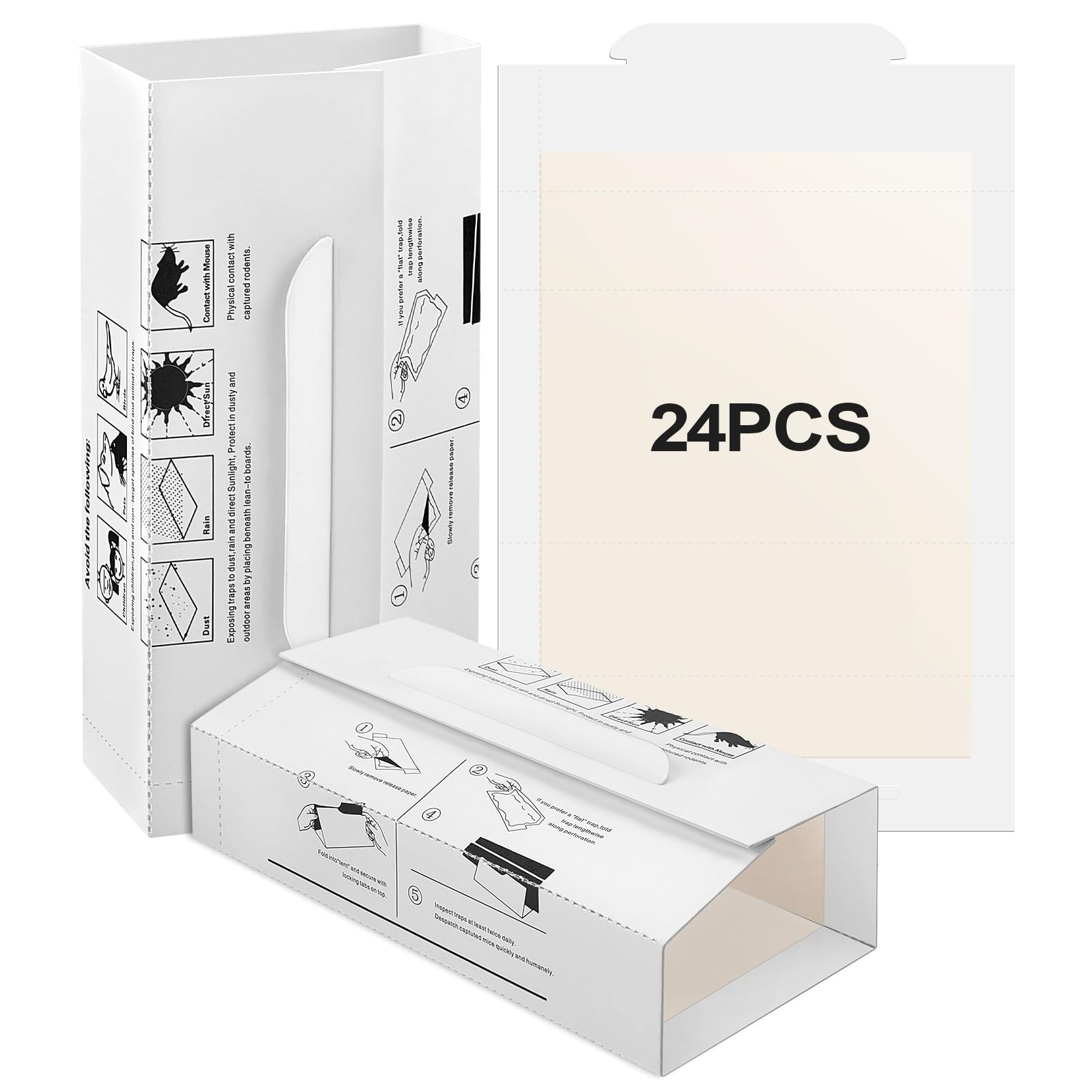 Kittmip 24 Pcs Mouse Traps Indoor for Home, Glue Traps Sticky Adhesive ...