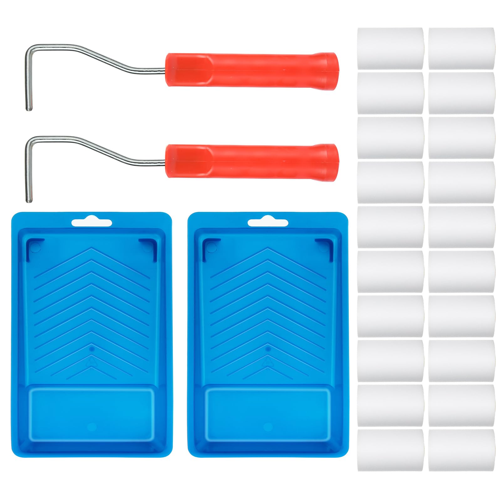 24 PCS 2 Inch Small Paint Roller Kit, 20 High Density Paint Rollers ...