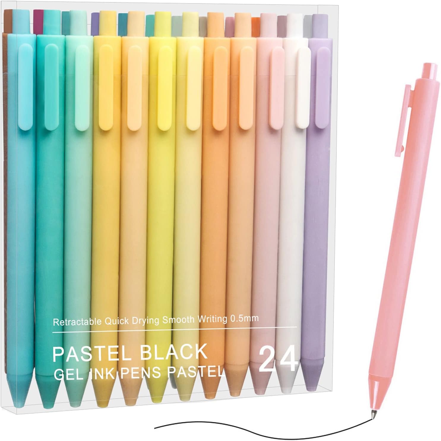 Amazon.com: BUYELOHU 24 PCS Retractable Pastel Gel Pens, 0.5mm Fine ...