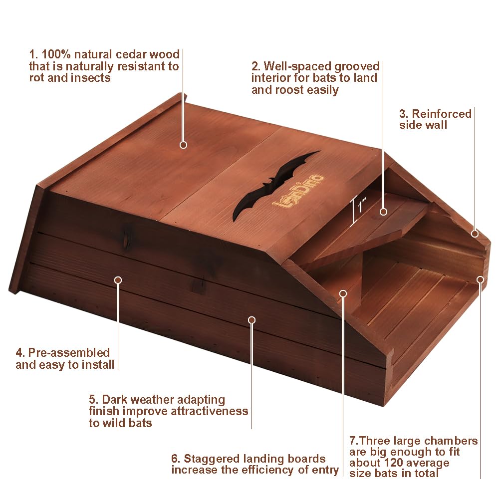 Snapklik.com : Bat Houses For Outdoors, Triple Chamber Large Bat Box ...