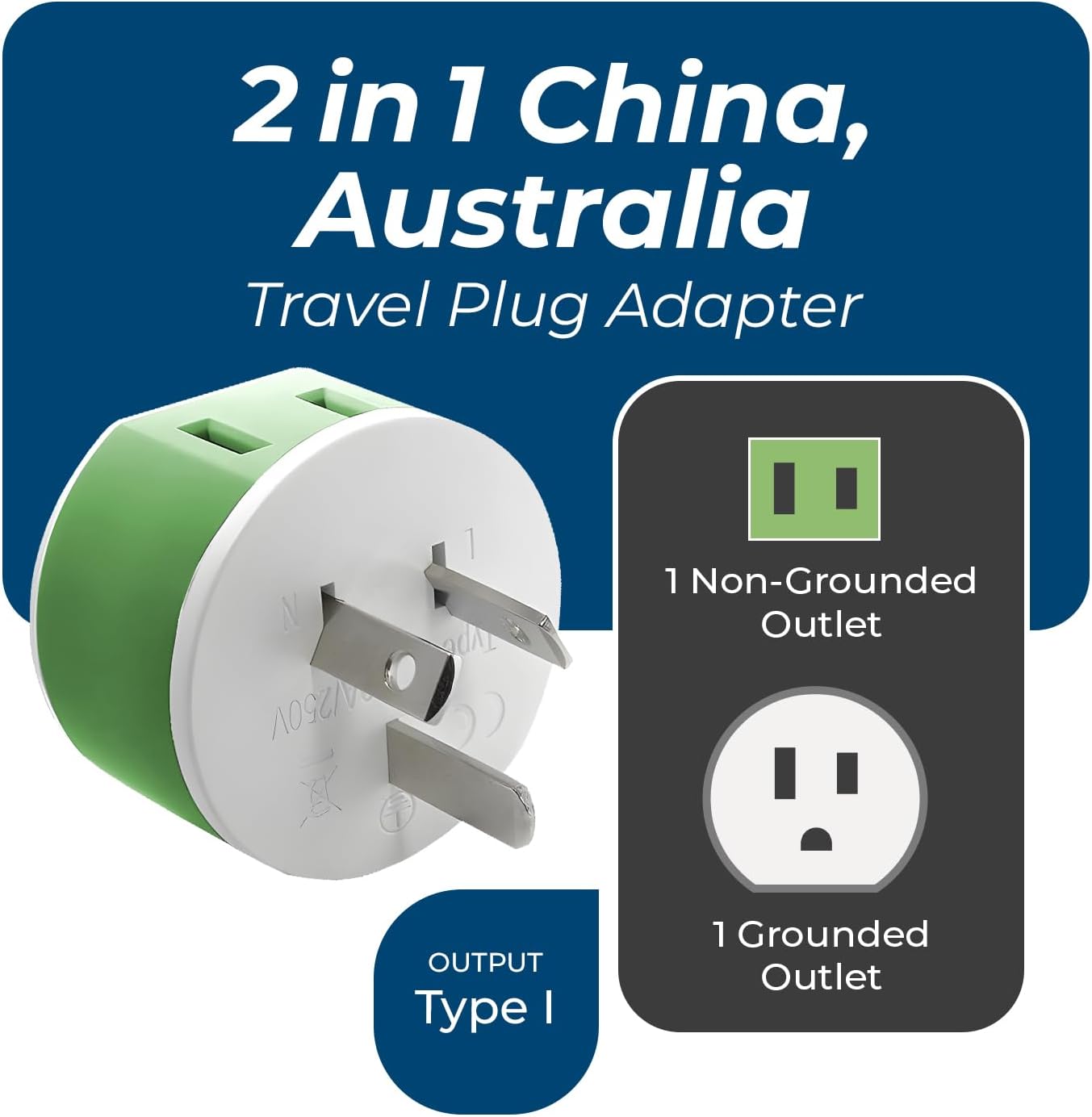 International Power Plug Adapter with 2 USA Inputs - Australia | Ubuy