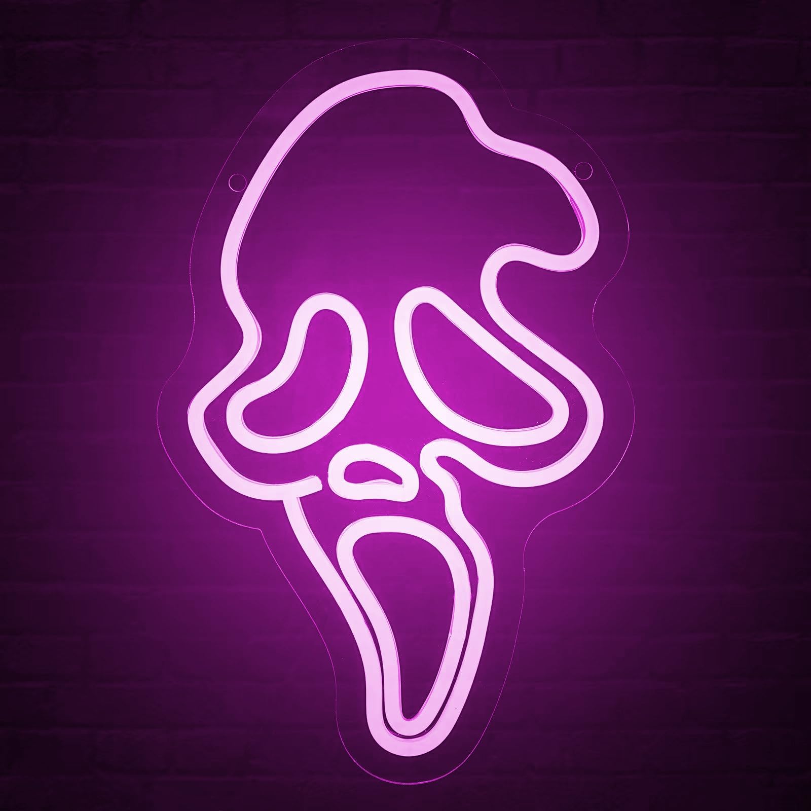 MANGRY Ghost Face Neon Sign - Dimmable LED Halloween Skull Neon Light ...