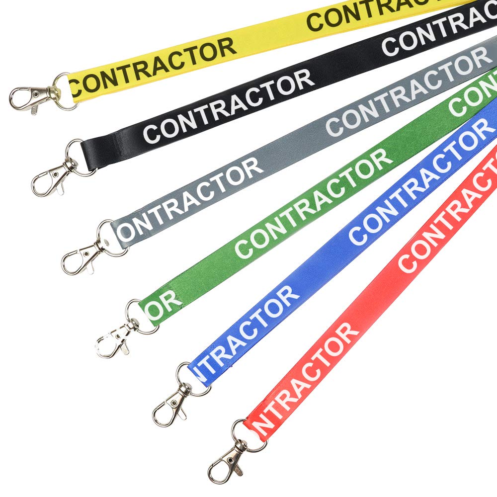 We Print Lanyards Green Contractor Lanyard ID Card Pass Badge Holder ...