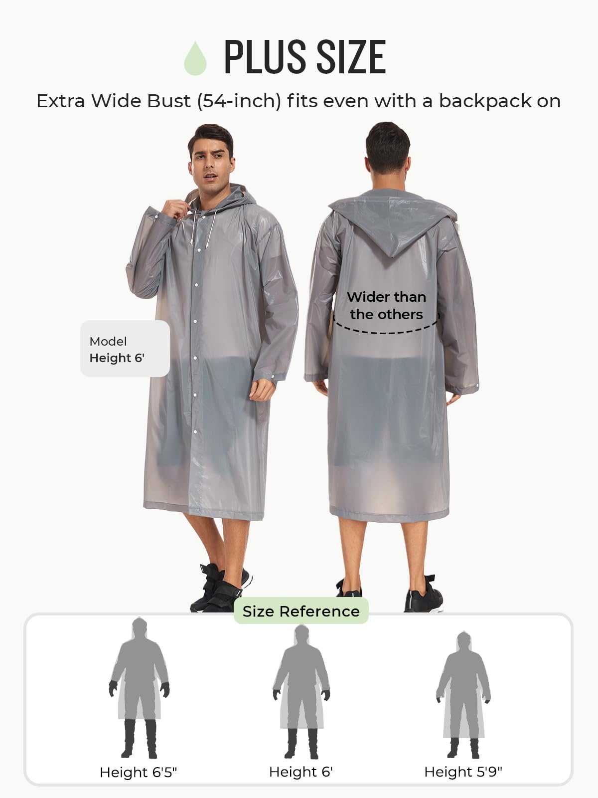Snapklik.com : SaphiRose Extra Long Rain Ponchos For Adults - EVA Rain ...