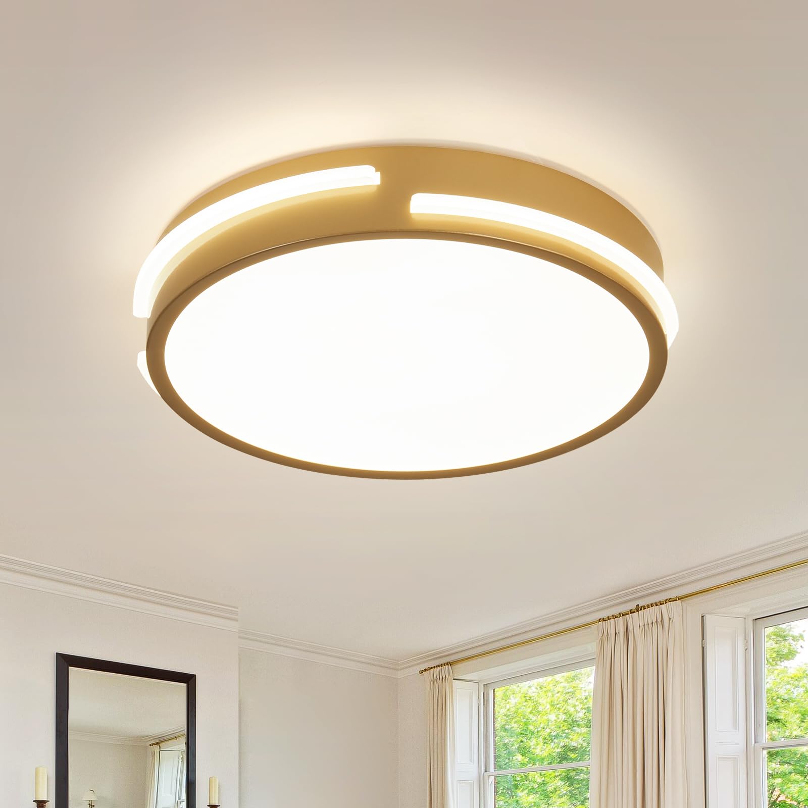 Qgiytp Modern Gold Flush Mount Ceiling Light Minimalist Round LED ...