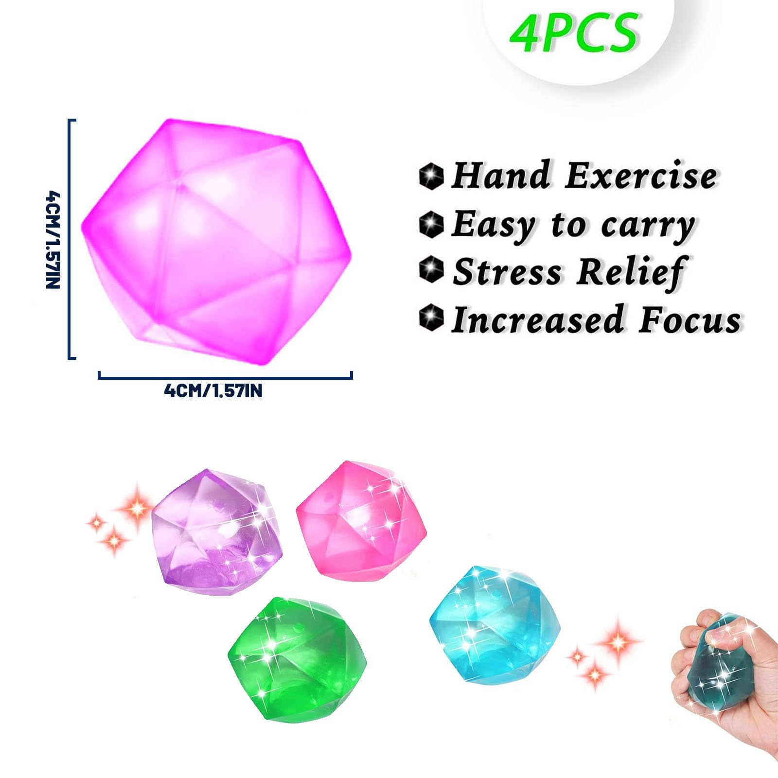 4 Pcs Jelly Cube Fidget Toy, Squishy Fidget Toys, Stress Cube Maltose ...