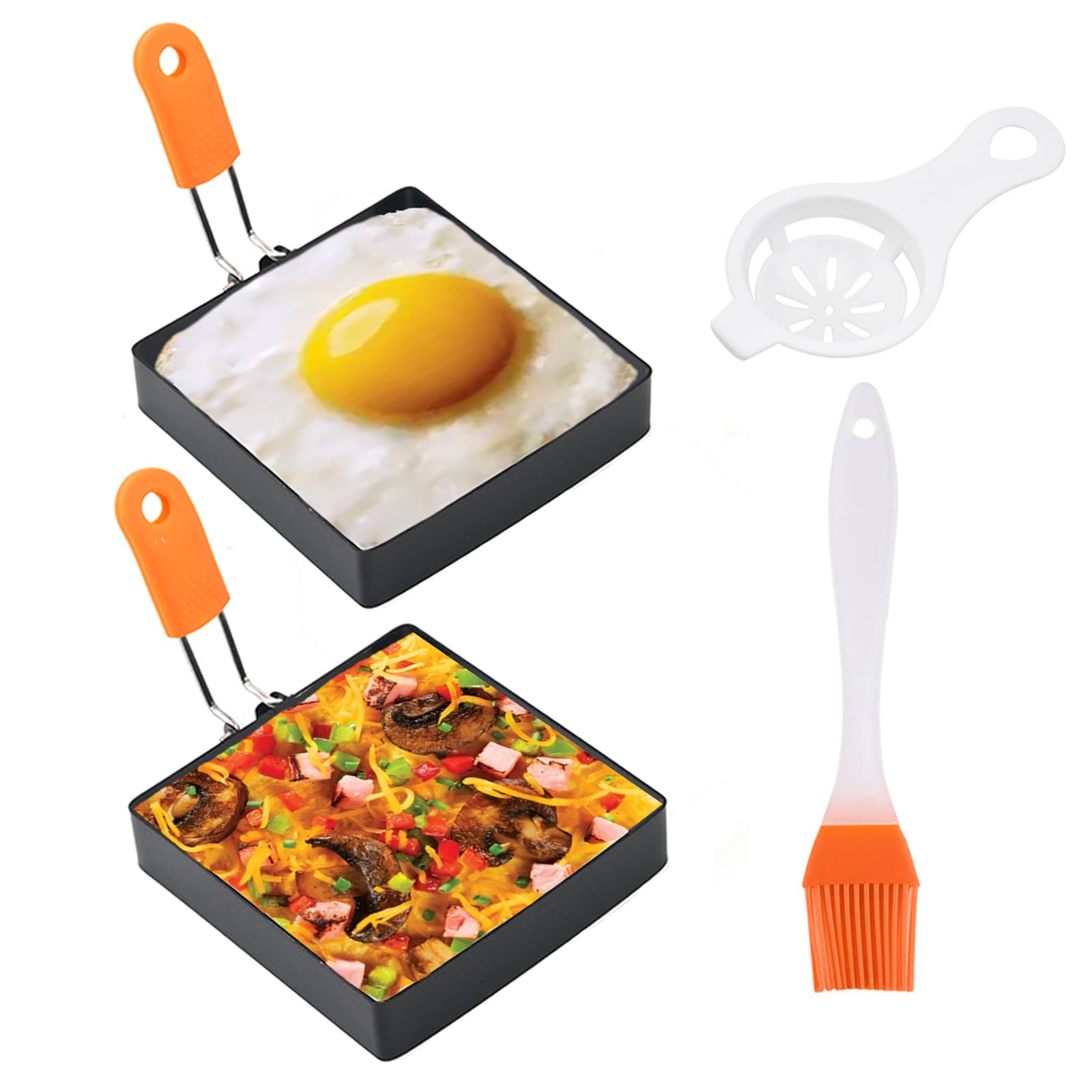 Amazon.com: 4 Inch Suqare Egg Rings for Frying Eggs,2 Packs 4" Square ...