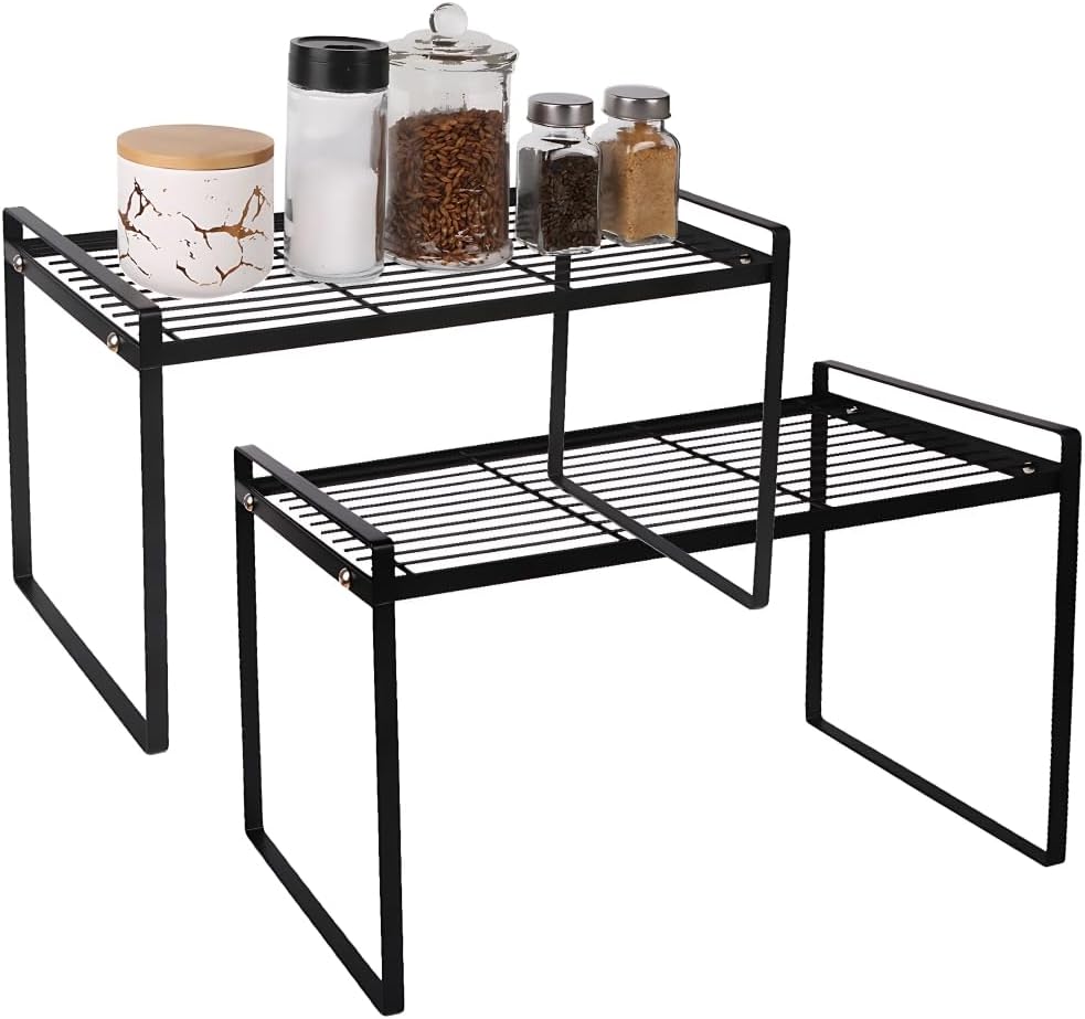 Amazon.com: Ymeibe Stackable Metal Kitchen Storage Shelves Cabinet ...