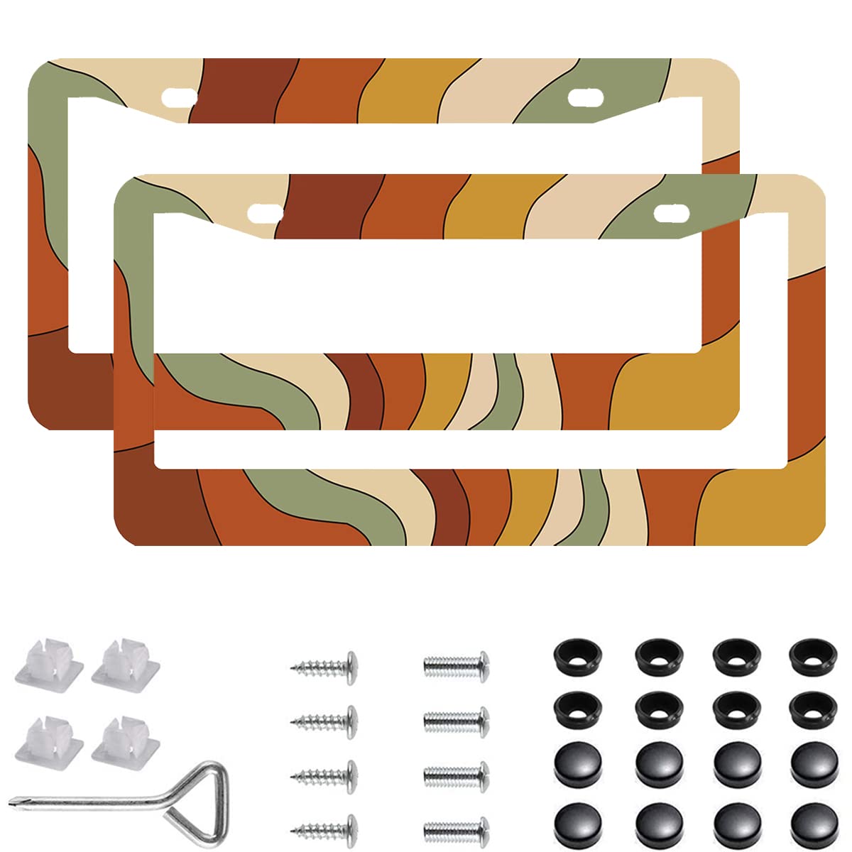 Amazon.com: 2-Pack Stainless Steel Sun Rays Bending License Plate ...