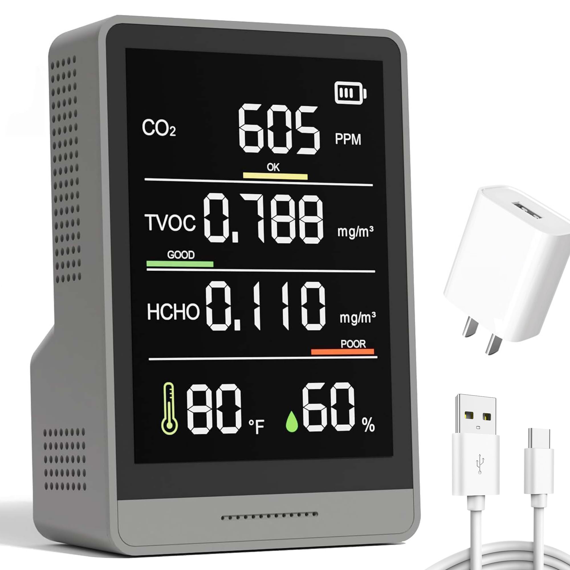 5-in-1 Professional Indoor Air Quality Monitor Indoor Portable CO2 ...