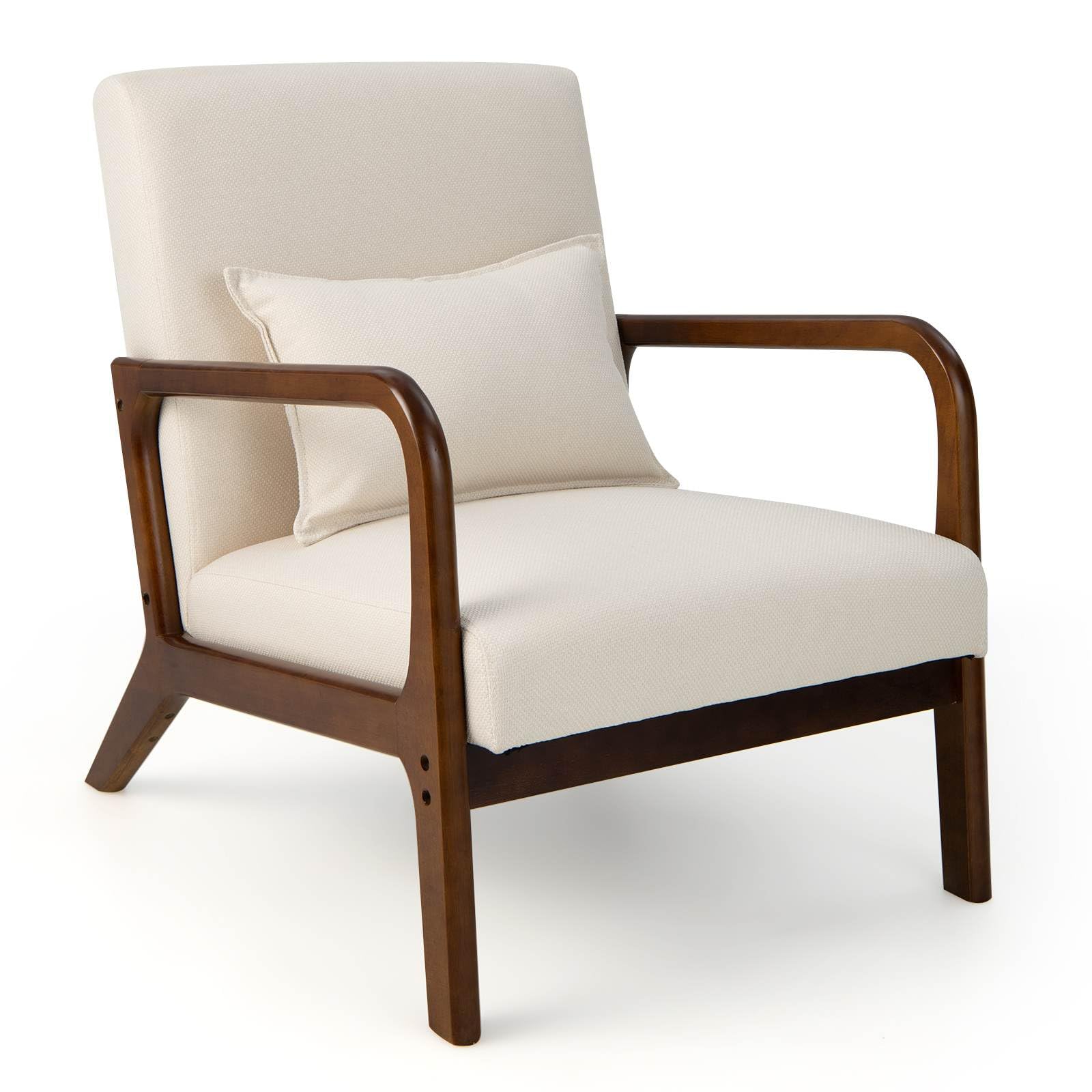 Giantex Modern Accent Chair with Rubber Wood Frame, Leisure Chair with ...