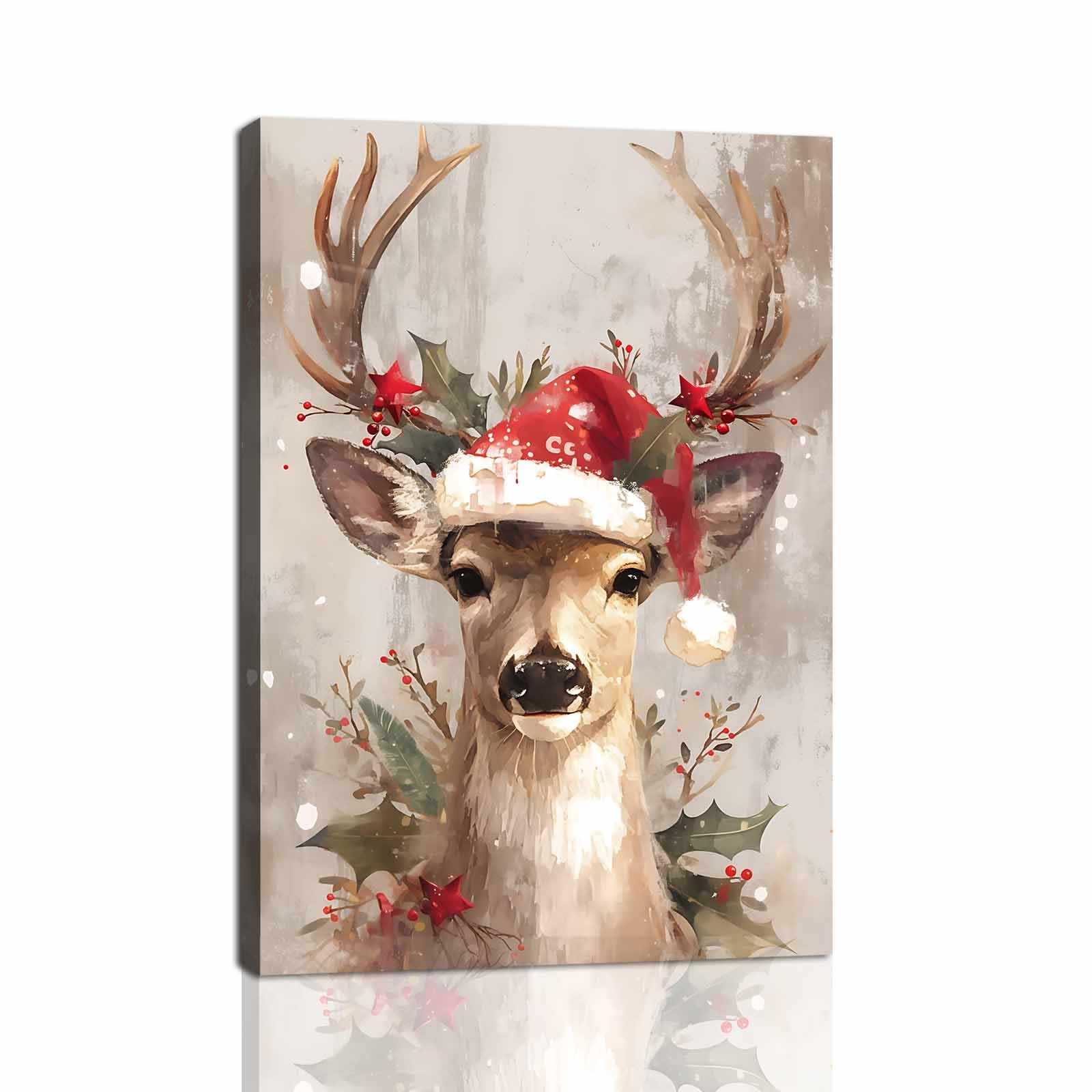 Amazon.com: NTEUMM Christmas Wall Art, Printable Reindeer Still Life ...