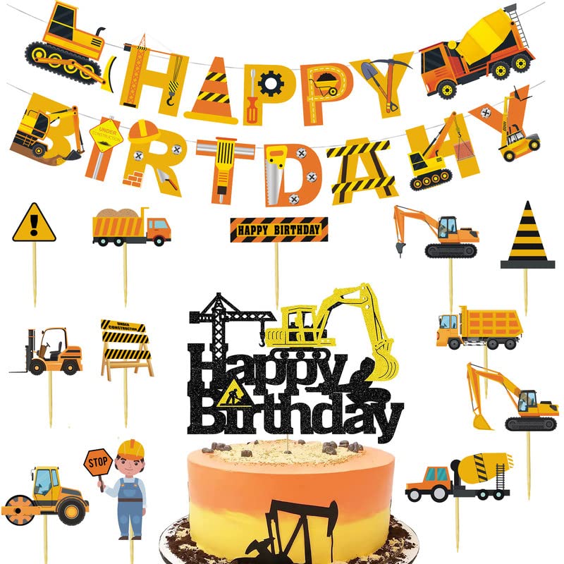 Snapklik.com : Construction Cake Topper Happy Birthday Cake Toppers For ...