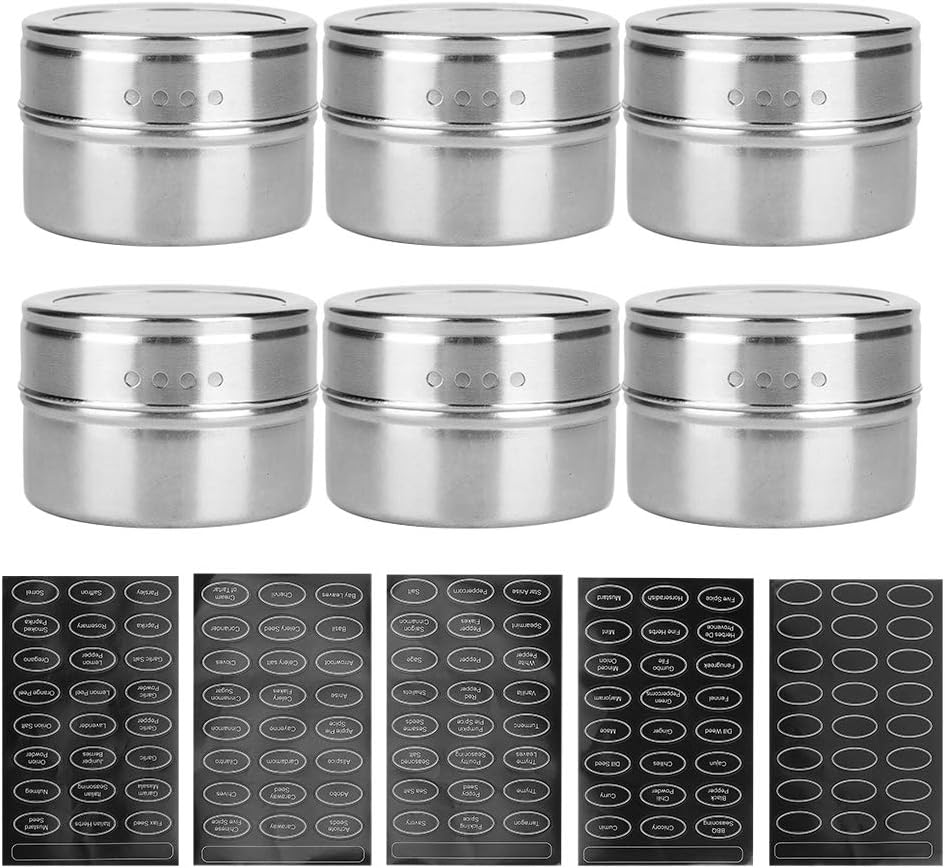 Amazon.com: 6Pcs Magnetic Spice Tins, Stainless Steel Spice Jars with 5 ...