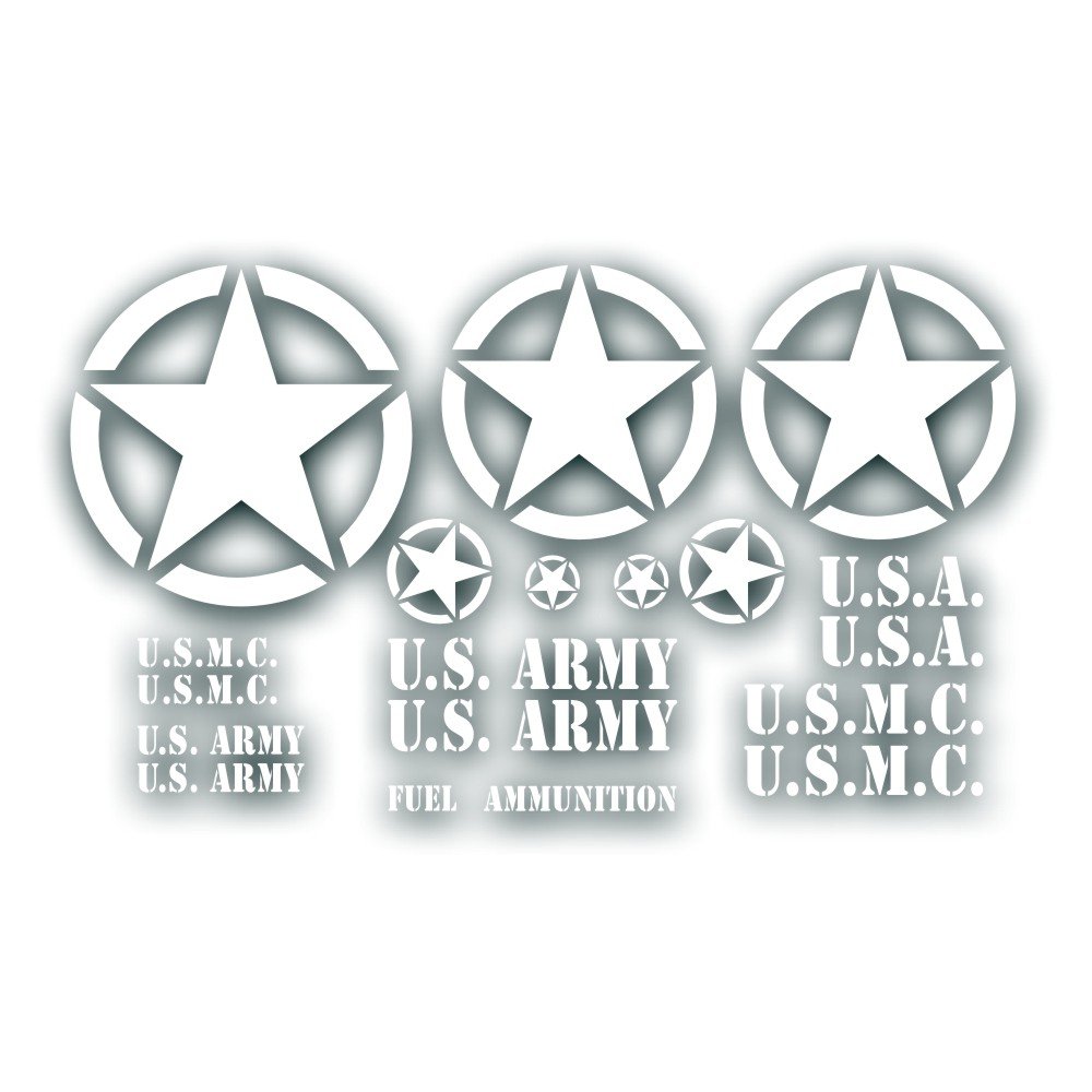 Us Army Star Willys Distressed Style Car Decal Sticker For Distressed