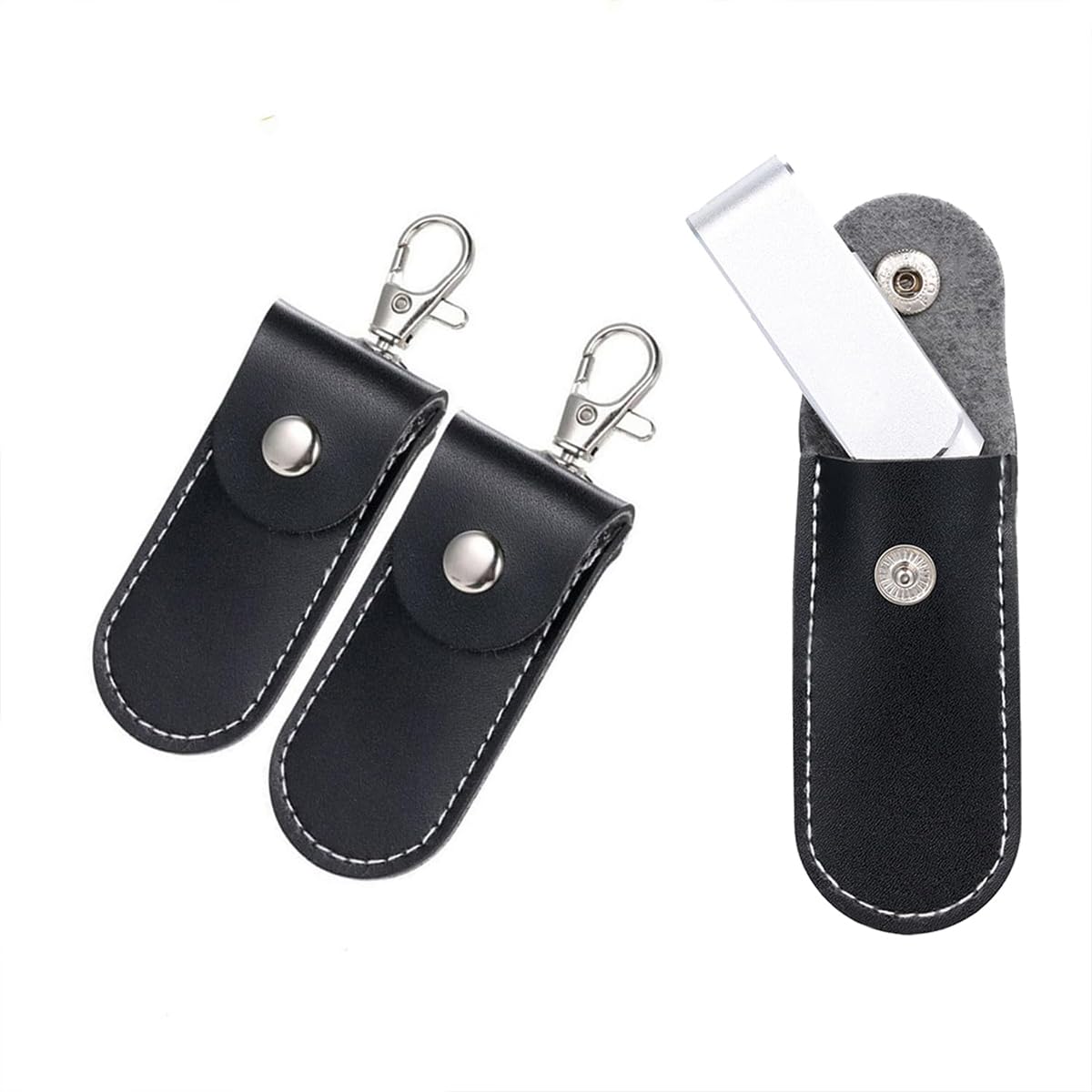 Amazon.co.jp: 3個 USBフラッシュドライブケース レザー 紛失防止 USBフラッシュドライブホルダー 約8*4cm 保護カバー ...