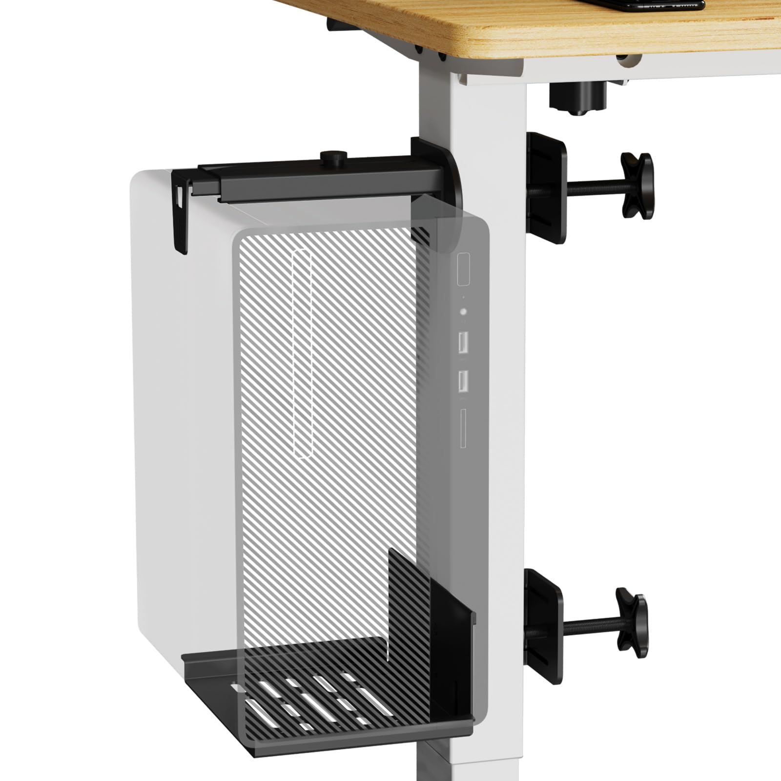 Snapklik.com : JOY Worker Clamp-on Desk Leg PC Mount, No Drilling Under ...