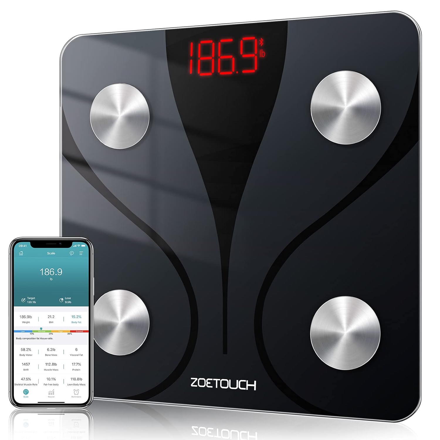 ZOETOUCH Smart Digital Bathroom Scale for Body Weight and Fat, Accurate ...