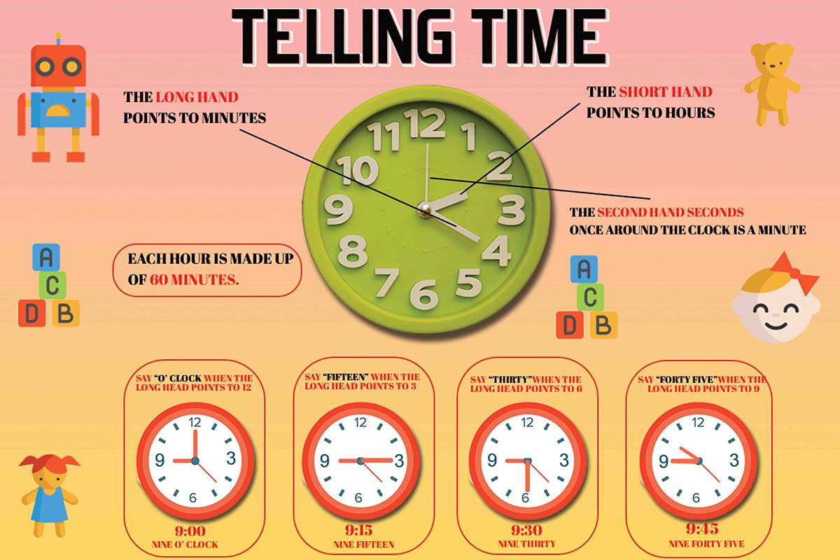 Yellow Alley Time Clock Poster for Kids|Wall Poster for Decoration ...