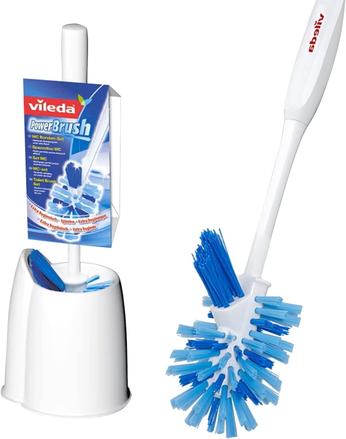 Vileda Power Brush, Toilet Cleaning Brush Set, Anti Clog Bristles ...
