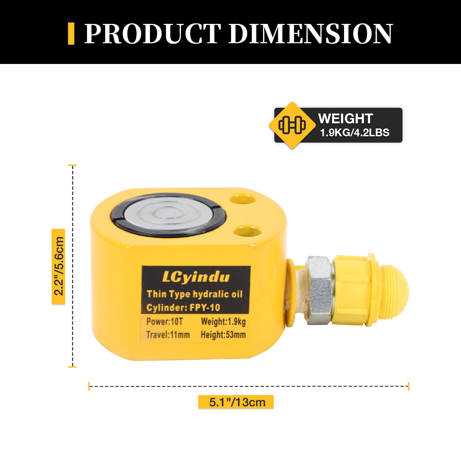 Snapklik.com : 10T Low Profile Stroke Hydraulic Ram Cylinder Jack 0.43 ...