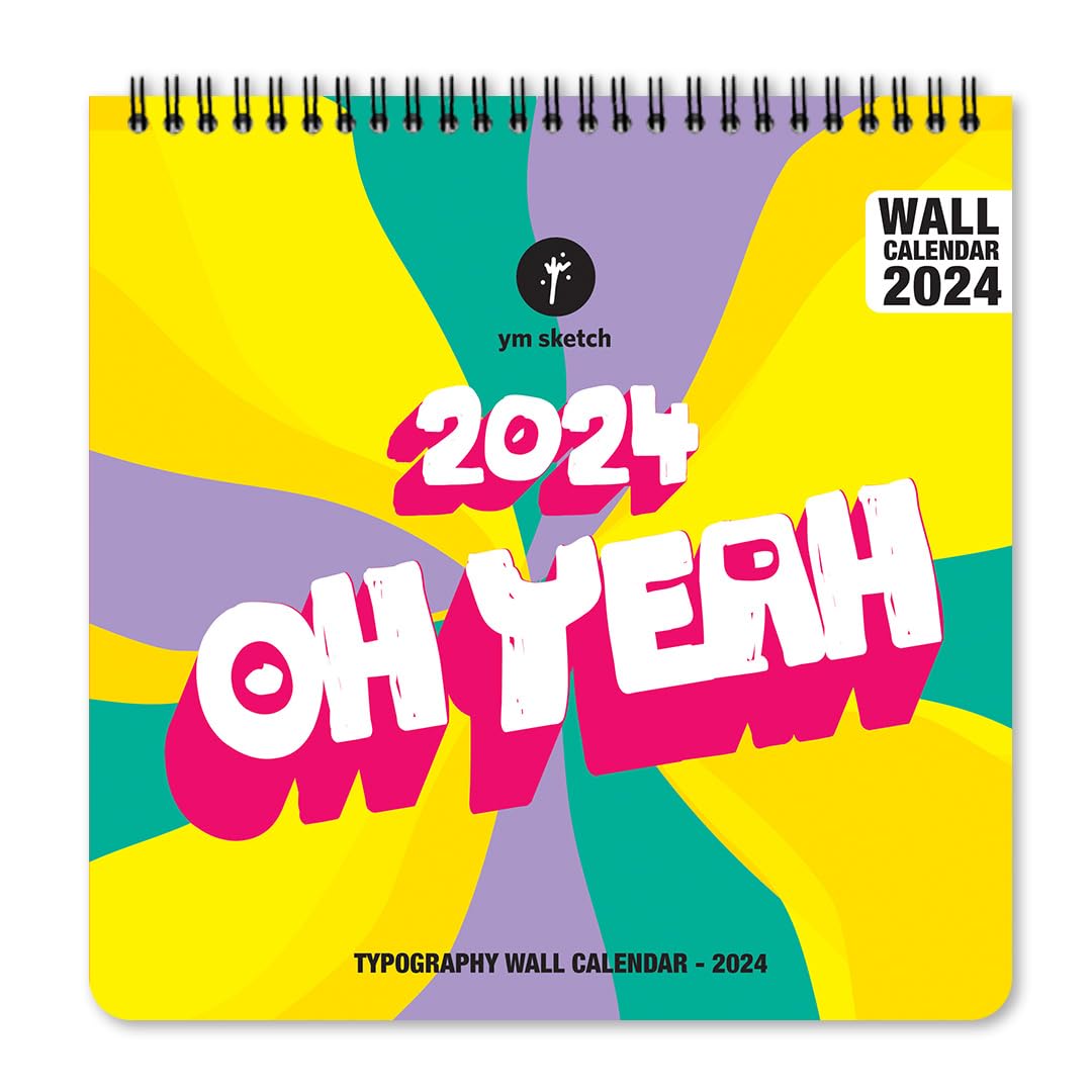 YM Sketch 2024 Typo English Wall Calendar|22x22 cm 300 gsm 12 Month Calendar spread | Gift for ...