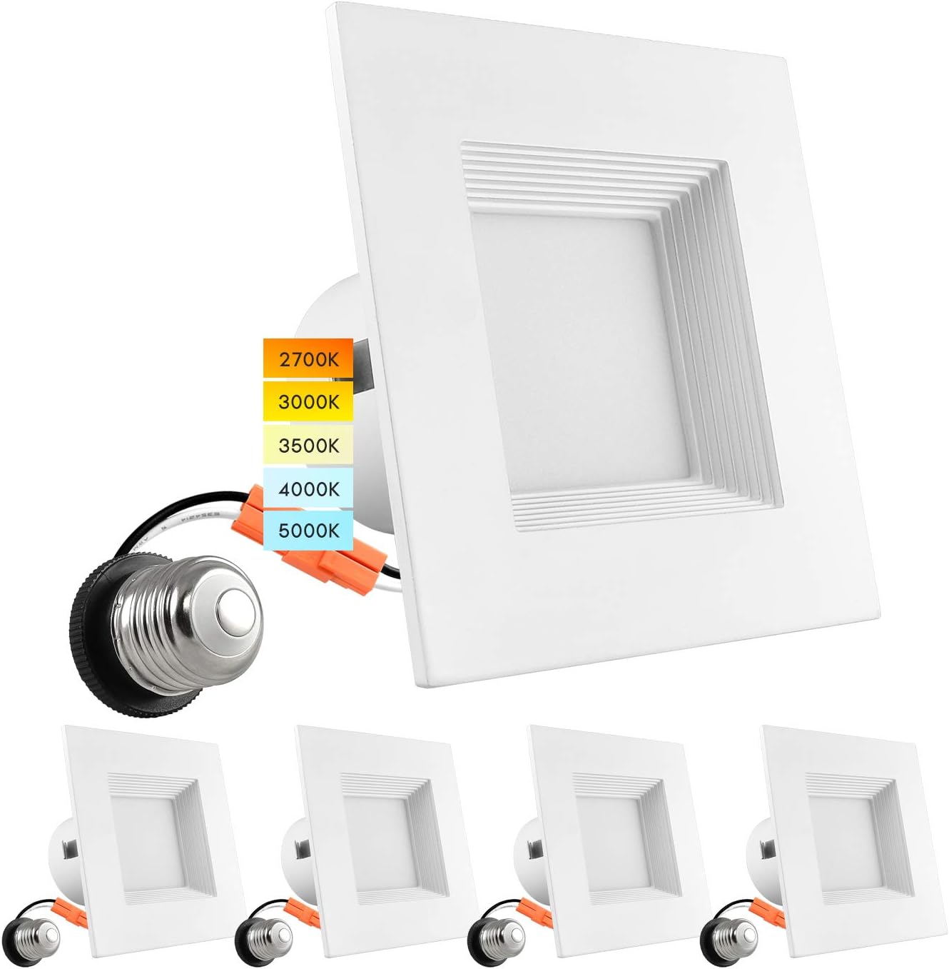 4-inch Square LED Recessed Retrofit Downlight, CCT Color Selectable ...