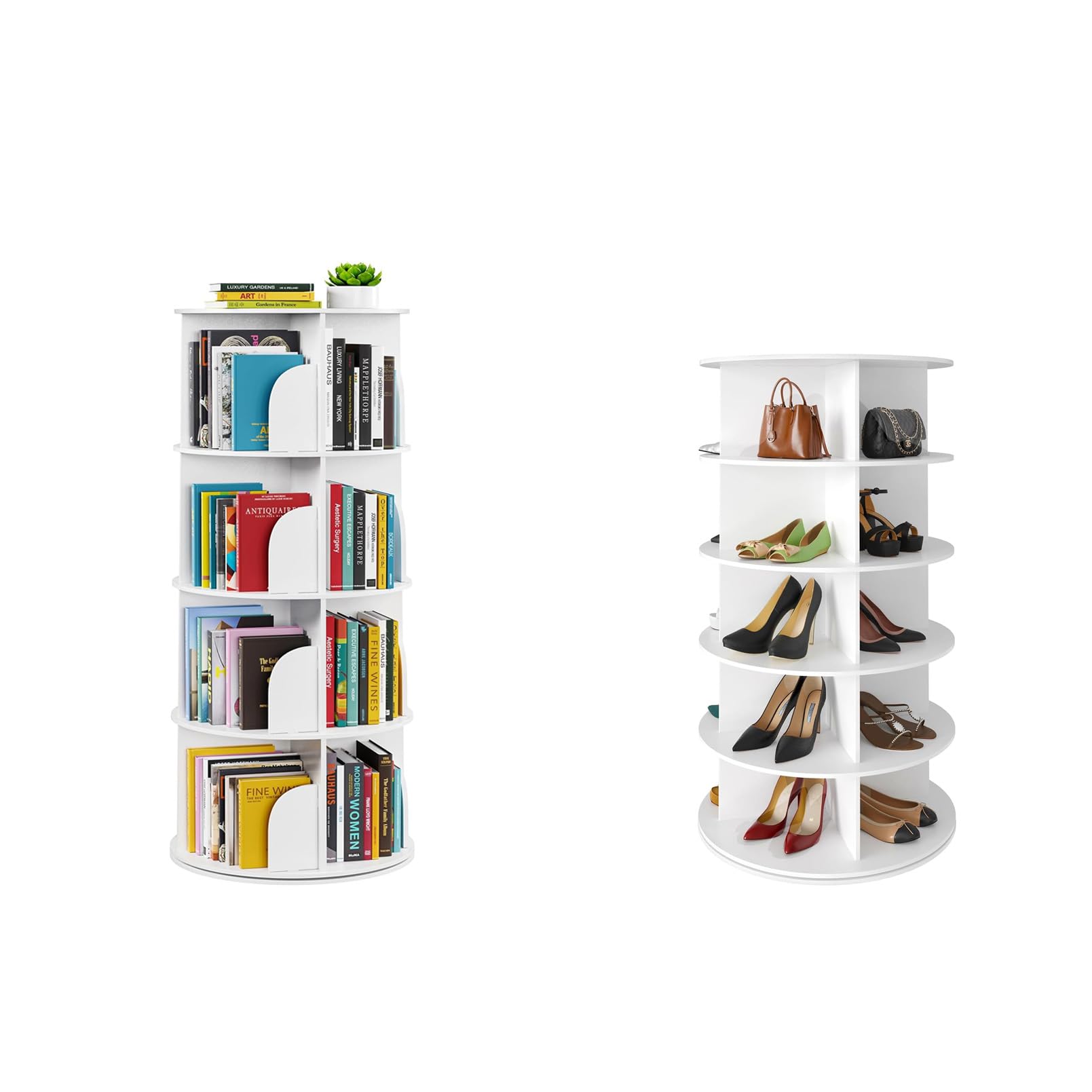 Amazon.com: SpaceAid 4 Tier Rotating Bookshelf Tower 5 Tier Rotating ...
