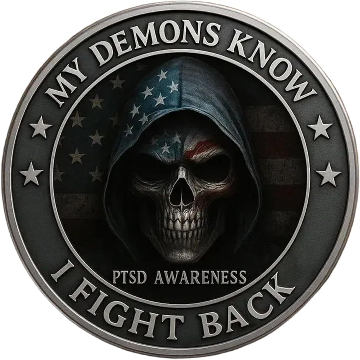 Amazon.com: PTSD Awareness Veterans Challenge Coin, My Demons Know I ...