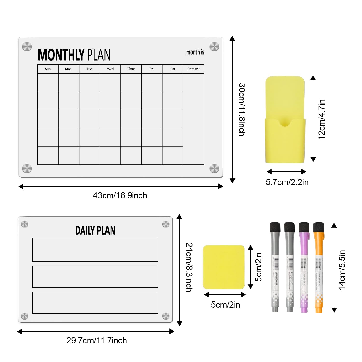 DARENYI Magnetic Fridge Planner, Magnetic Fridge Calendar Clear Acrylic ...