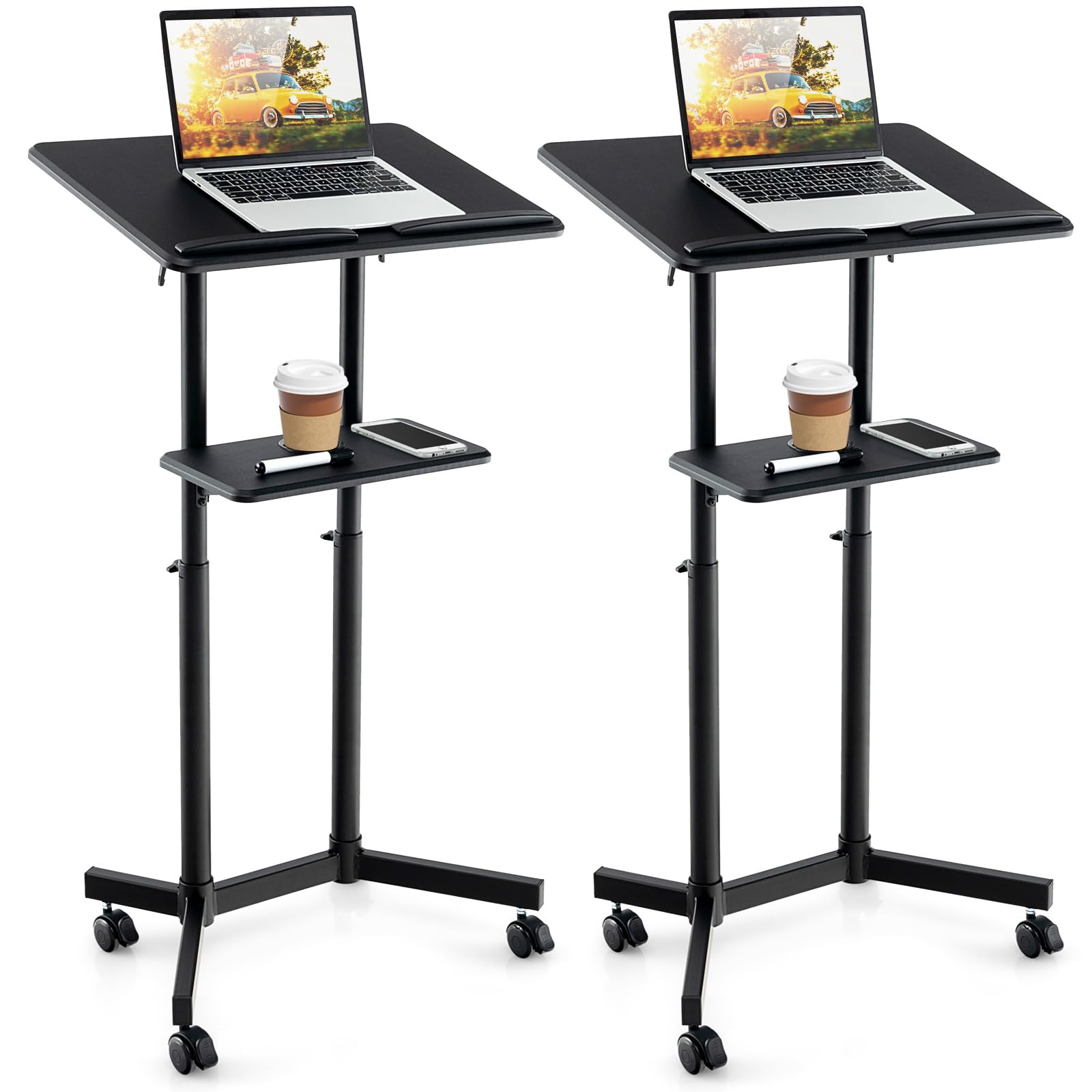 Amazon.com : Giantex Mobile Laptop Podium, Height Adjustable Standing ...