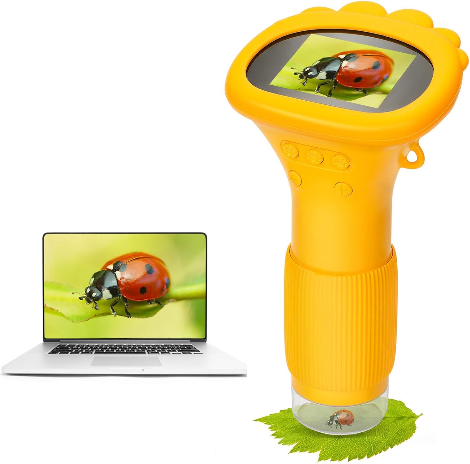 Kids Microscope, 2" IPS Screen 1000X Portable Microscope for Kids ...