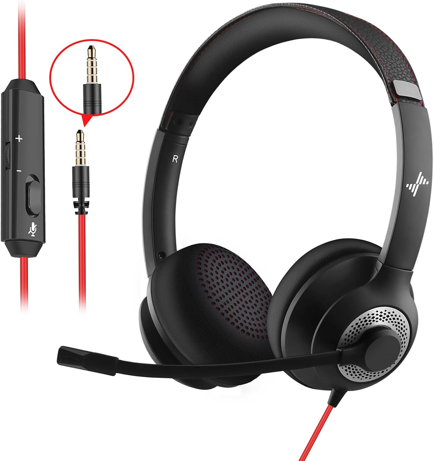 Amazon.com: JIAMQISHI Headset with Microphone for PC Wired Headphones ...