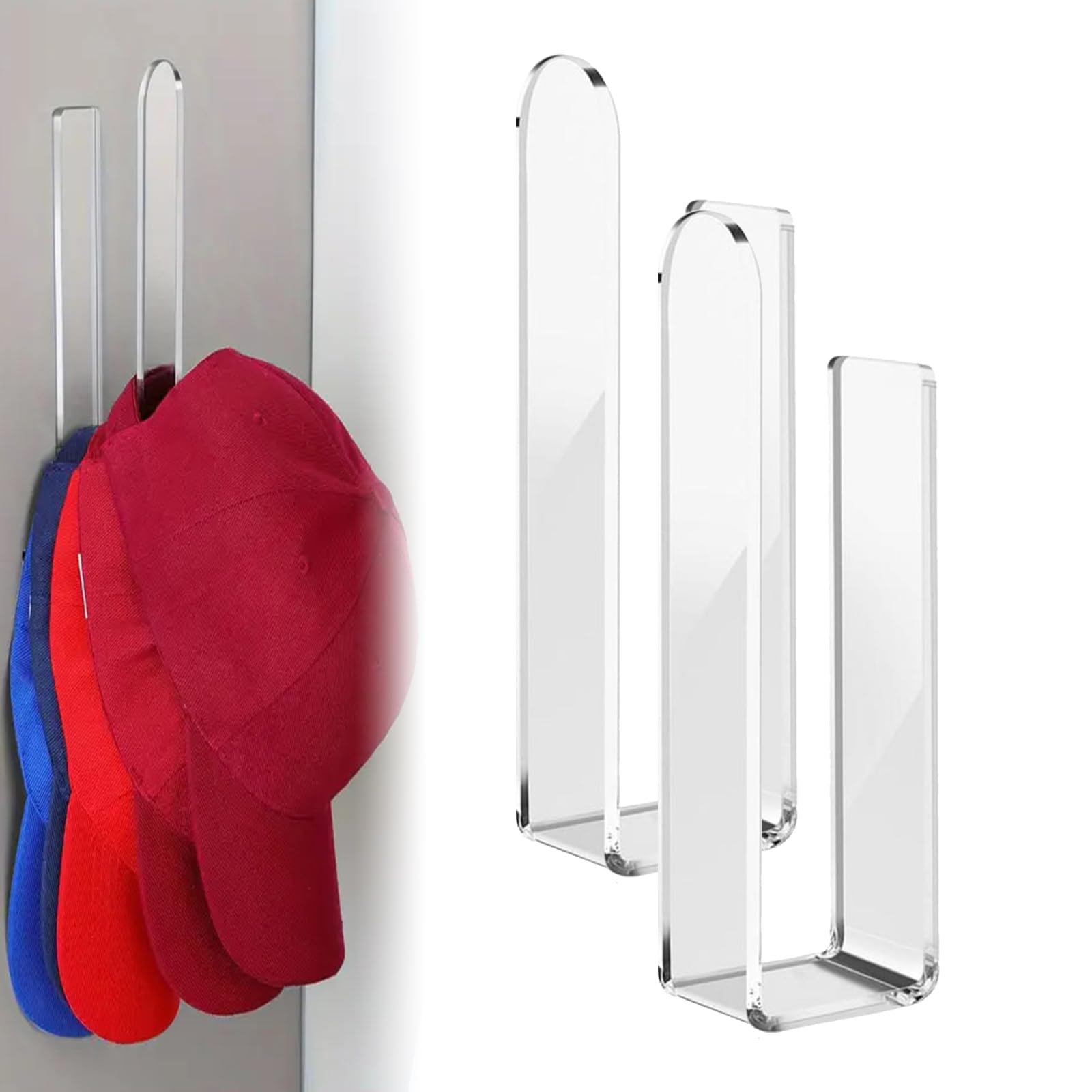 Amazon.com: 2PCS Acrylic Hat Hooks for Wall, Acrylic Hats Organizer ...