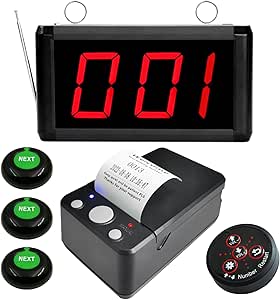 Amazon.co.jp: CYSSJF 順番待ち 呼び出しベル ワイヤレスコールシステム 3桁番号表示 受付・順番発券機 順番待ち 発券機 呼び出し番号 順番呼び（番号表示モニター1台＋送信 ...