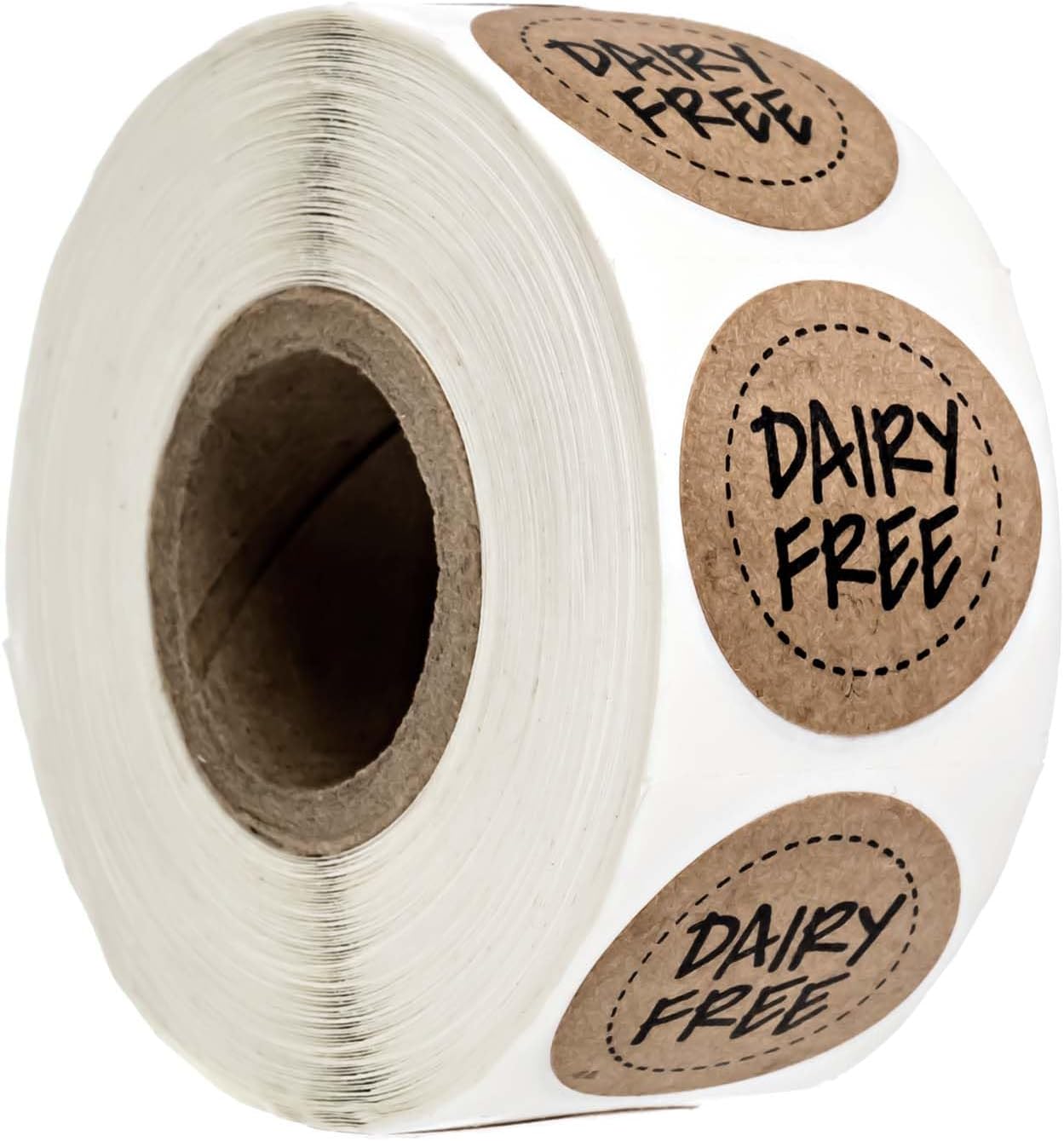 Amazon.com : Brown Kraft Dairy Free Stickers / 500 Food Allergy Label ...