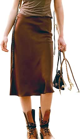 Amazon.com: COLD POSH Silk Skirts for Women Midi Length Pure Mulberry ...