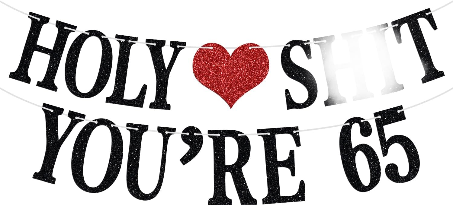 Amazon.com: Holy You're 65 Banner - Funny Happy 65th Birthday Bunting ...