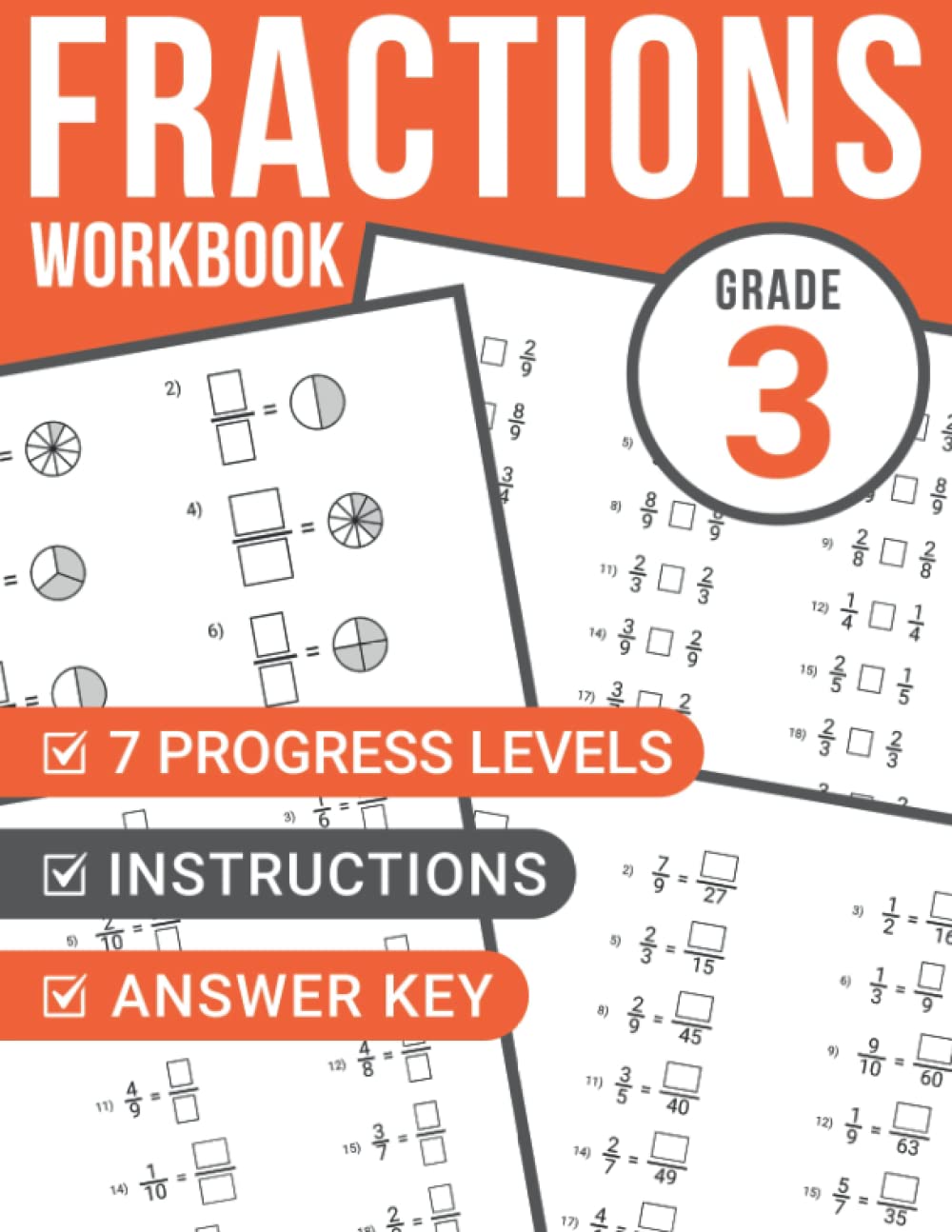 Fractions Workbook Grade 3: Math Problems for Clever Kids Ages 8-9 With ...