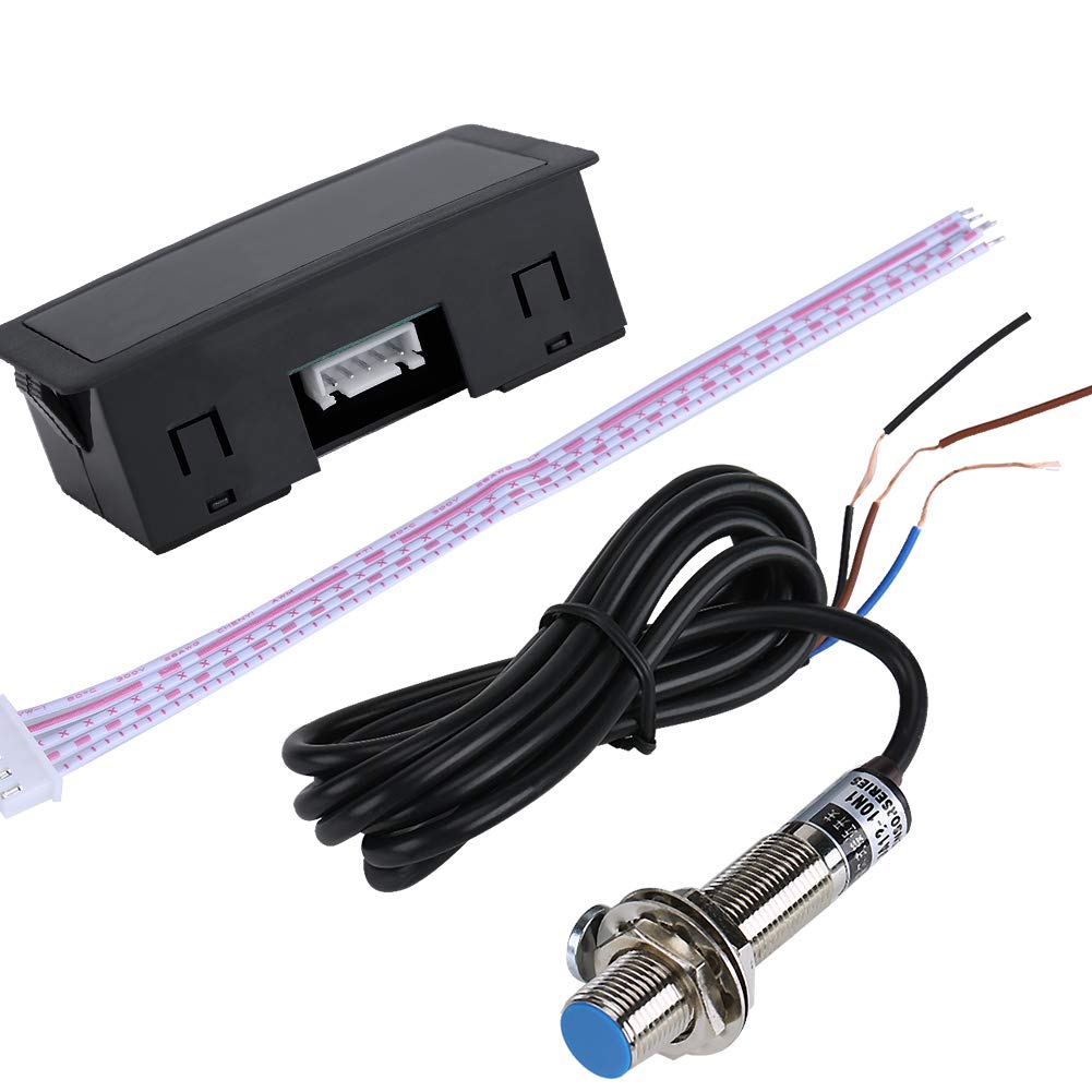 RPM Tachometer,12V 4-Digit LED Display Tachometer Motor RPM Meter+Hall ...