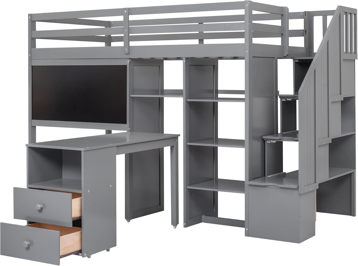 Amazon.com: Merax Twin Size Loft Bed with Pullable Desk and Storage ...