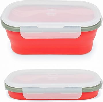 Amazon.com: Lunbengo 1000ml Collapsible Bento Lunch Box - Silicone Food ...