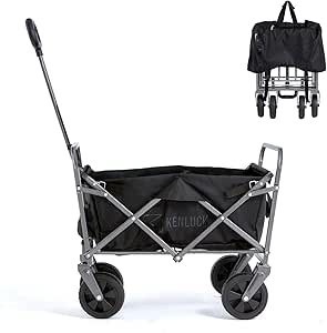 KENLUCK Mini Bollerwagen faltbar mit Tasche zum Organiser & Einkaufen, klabbarer Transportwagen ...