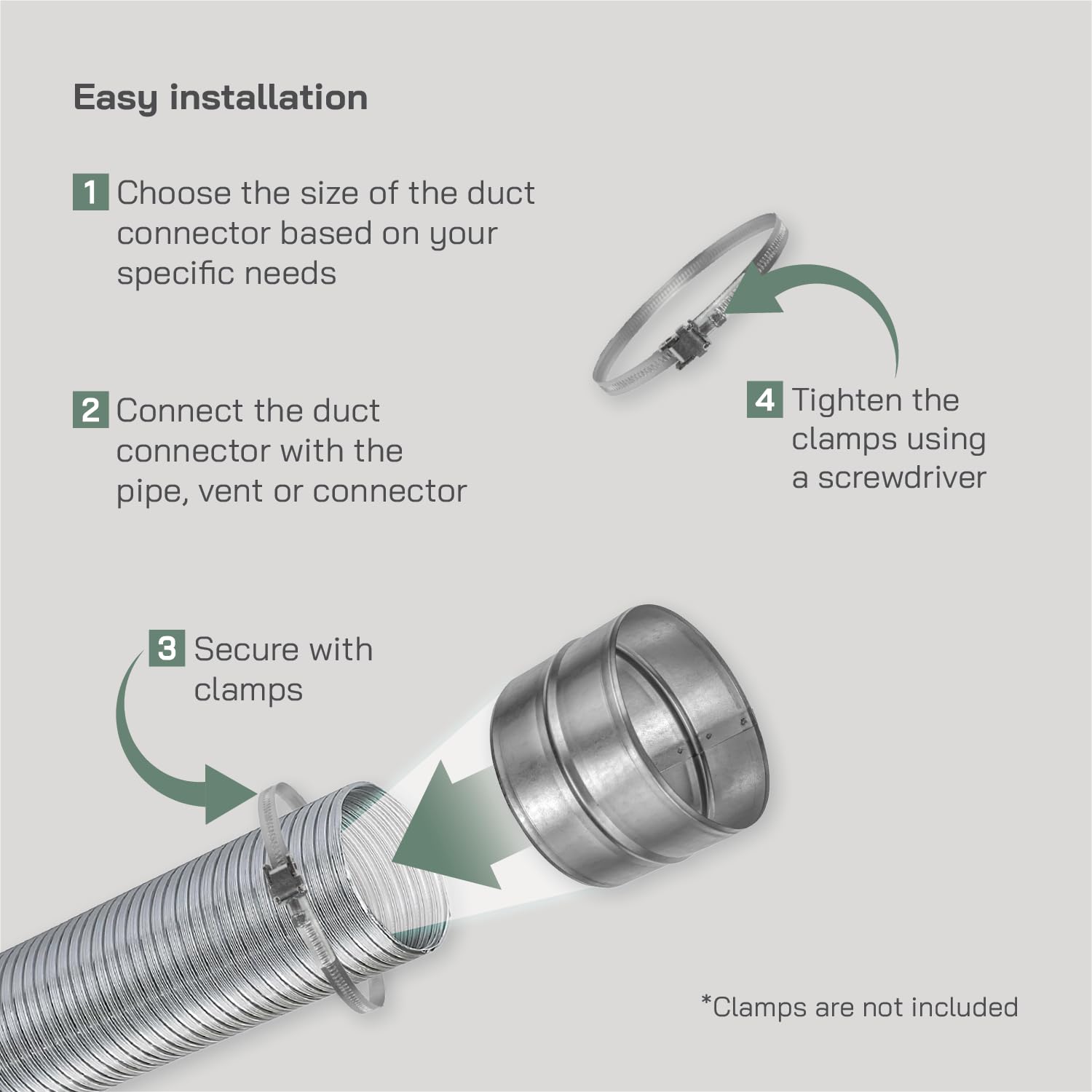 Snapklik.com : 6 Inch Pack Of 2 - Galvanized Steel Duct Connector ...