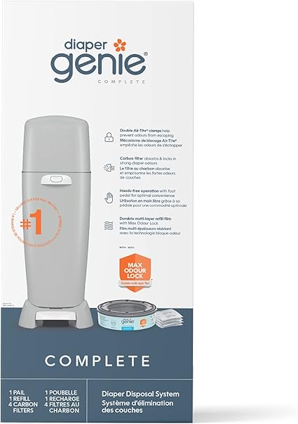 Diaper Genie Complete Diaper Pail System, Grey - AMAZON EXCLUSIVE ...
