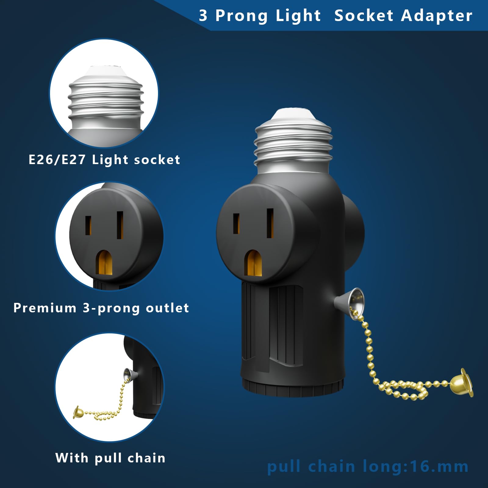 Snapklik.com : Sigely 3 PCS 3 Prong Light Socket To Plug Adapter