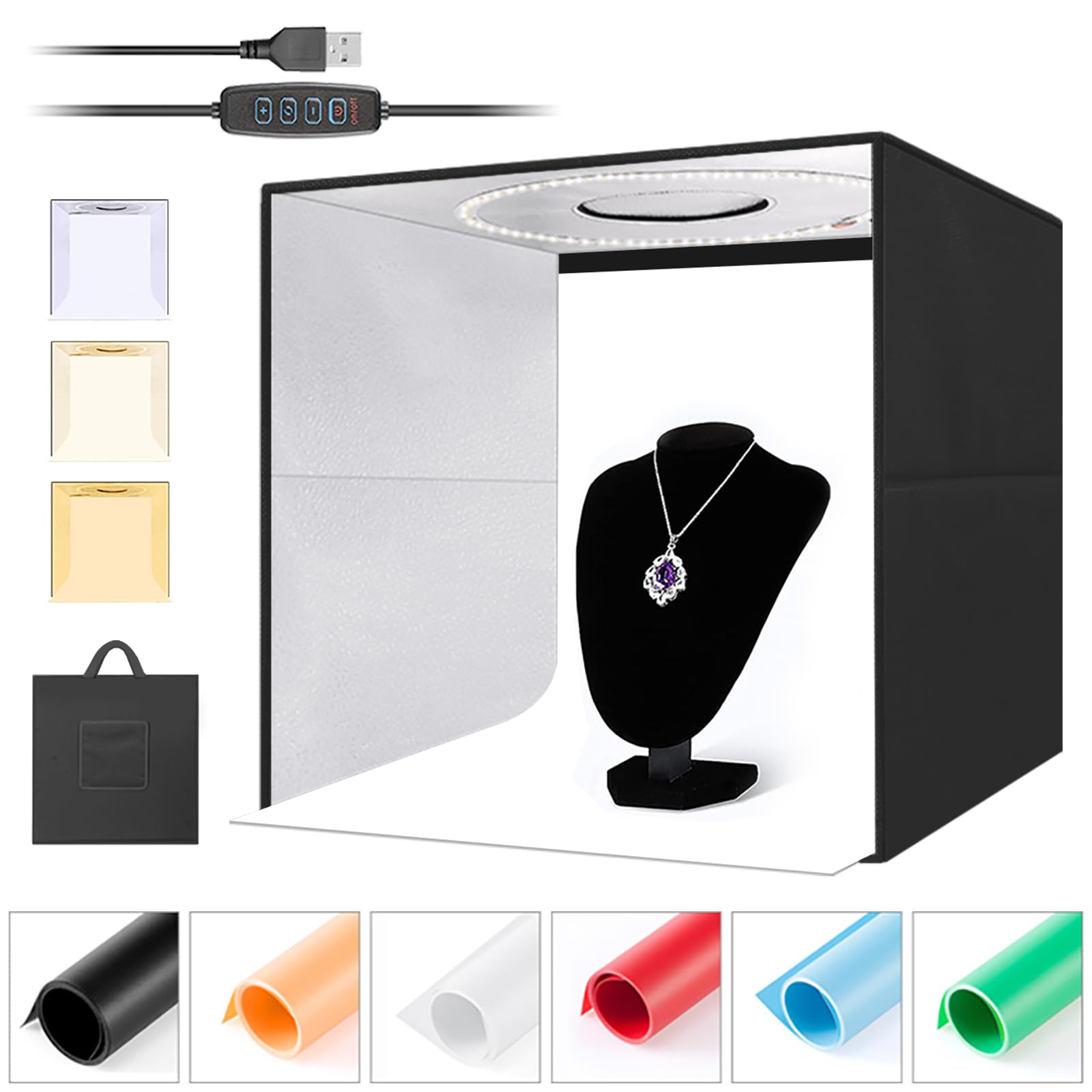 VOLKWELL 40cm Photo Light Box, Photography LED Lighting Shooting Tent ...