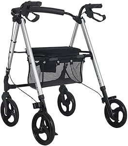 Amazon.com: 4 Wheel Walker/Rollator with Loop Hand Brakes Foldable ...