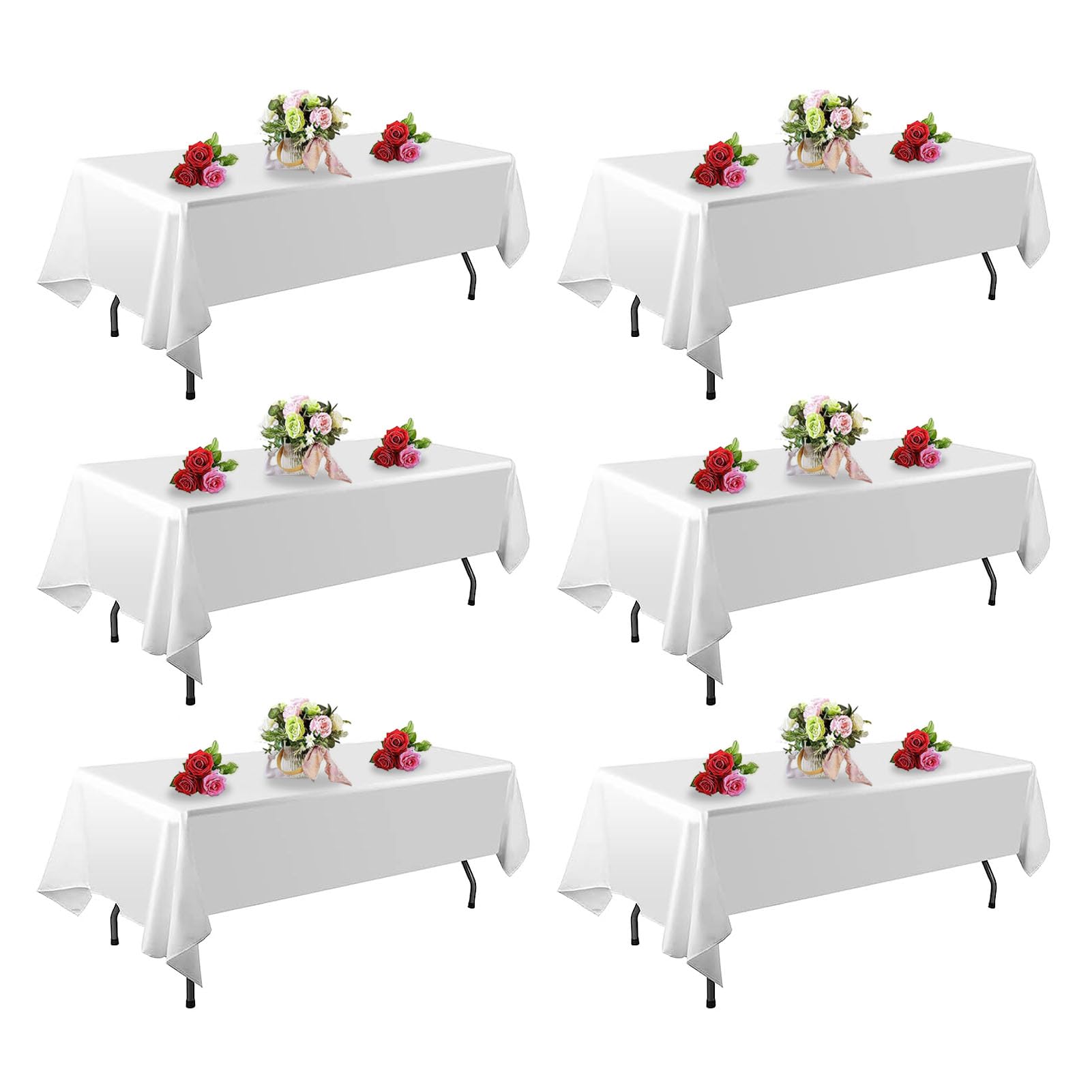 Amazon.com: FINDYOU 6 Pack White Table Cloth Rectangle Table 60 x 102 ...